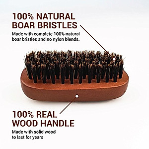 WavEnforcer Boar Bristle Pocket-Size Military Brush, Best Brush for Beards / Pocket / Purse / Travel Size, Medium Firmness