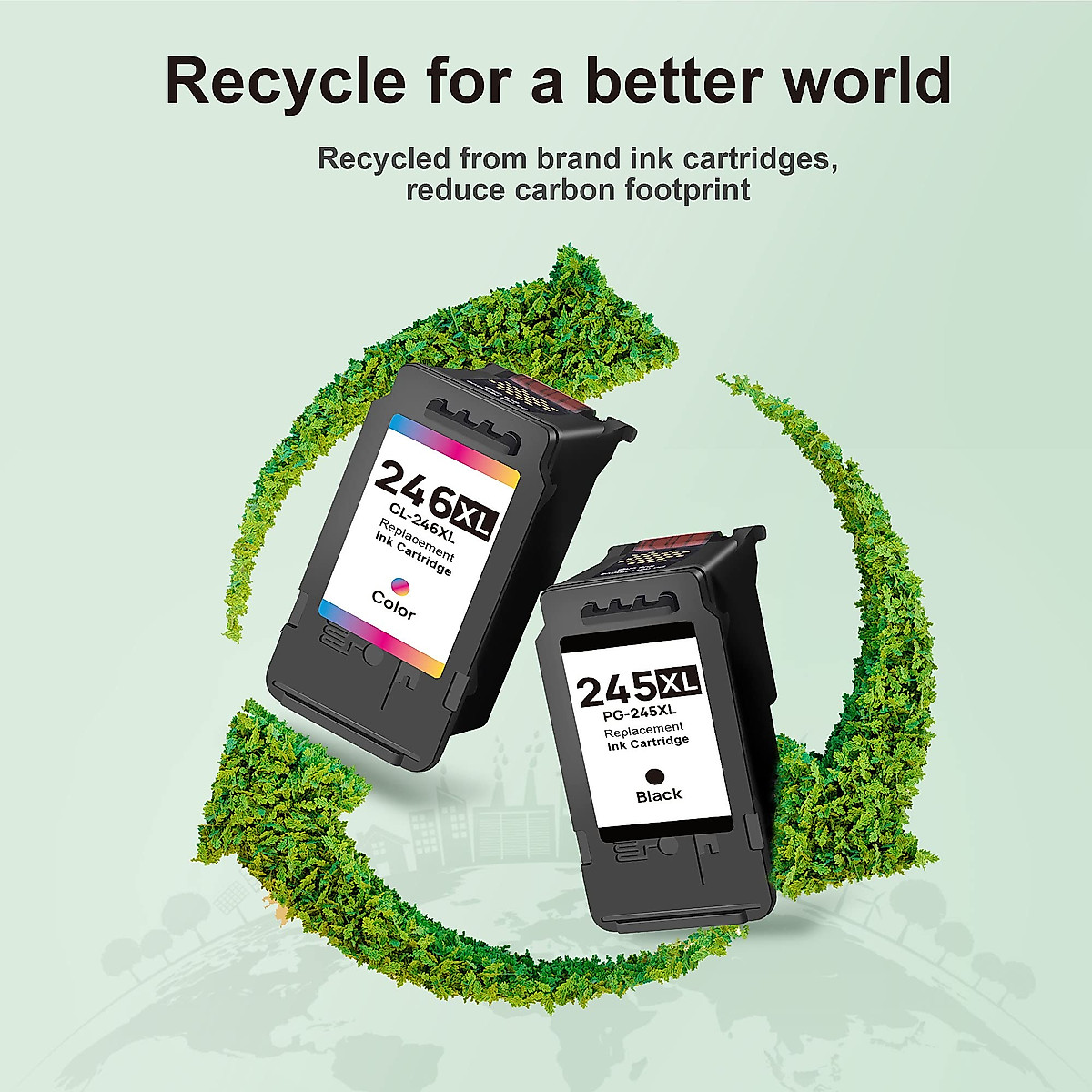 245XL and 246XL Ink Cartridge High Yield Multi Pack for Canon Ink Cartridges 245 and 246 245XL 246XL Compatible with Canon Pixma MX490 MX492 MG2522 TS3100 TS3122 TS3300 TS3322 (1 Black,1 Tri-Color)