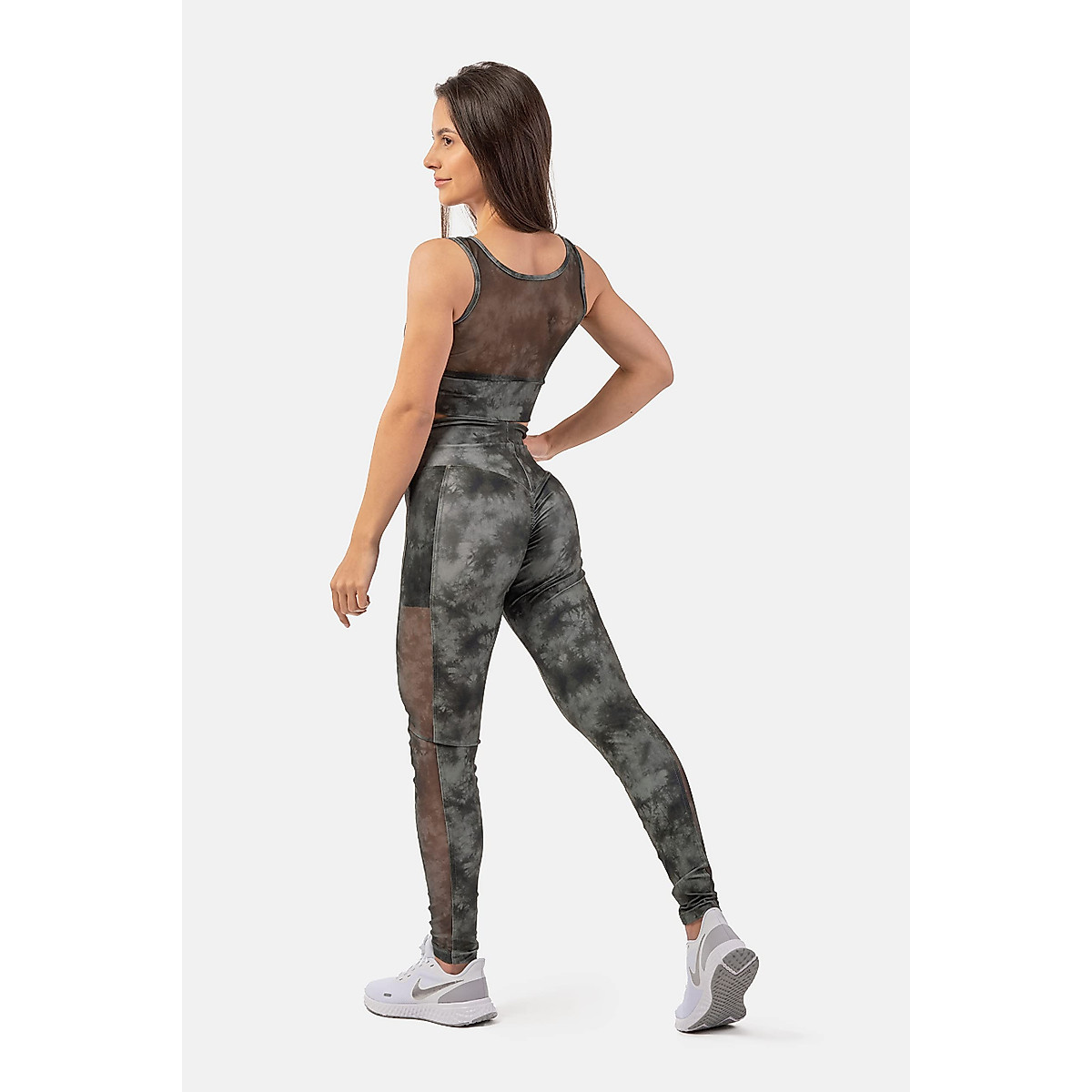 NEBBIA ECO Camo Green Mesh Leggings Breathe 400