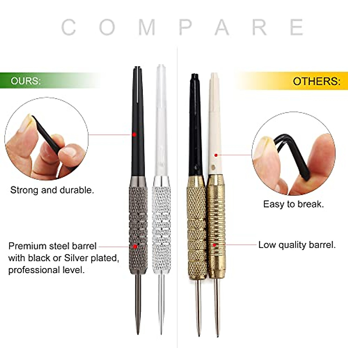 centaur 18 Pack Steel Tip Darts, Professional 18 Grams Darts Metal Tip Set with 3 Colors Premium Aluminum Shafts and PET Flights and Dart Case, Flight Protector Dart Board Kit Accessories