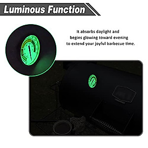 3 1/8” Large Upgraded BBQ Thermometer Gauge for Oklahoma Joe’s Smoker Grill & Most Charcoal Pellet Wood Pit Smoker Grills, 1/2 NPT Male Thread Temperature Gauge Replacement, Luminous Thermostat