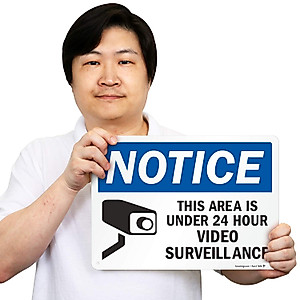 SmartSign "Notice - This Area Is Under 24 Hour Video Surveillance" Sign | 10" x 14" Aluminum