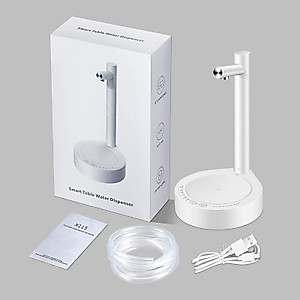 Harava Water Dispenser for 5 Gallon Bottle Automatic: Electric Bedside Dispensers Countertop - Rechargeable Portable Desktop Jug Pump Bedroom Drinking Tabletop Smart Dispenser,White