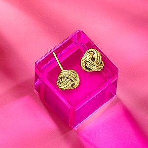 Ross-Simons Italian 14kt Yellow Gold Textured Love Knot Stud Earrings