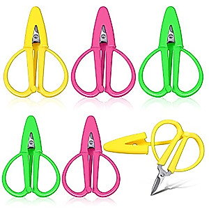 Mini Scissors Thread Tiny Scissors Colorful Travel Scissors Back to School Sewing Small Scissors 2.56 x 1.65 Inch Embroidery Craft Scissors with Cover, 3 Colors (6 Pcs)