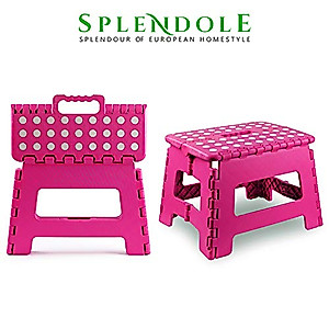SPLENDOLE Folding Step Stool - 9-Inch Non-Slip Foot Stool for Kitchen, Bathroom, Living Room - Compact and Lightweight Stool Chair with 250-Lb Maximum Weight Capacity Step Stools for Kids and Adults