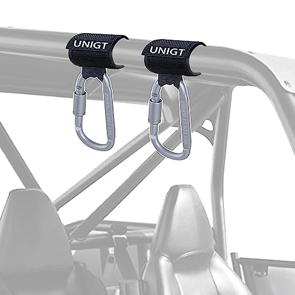 UNIGT 2 Pack UTV Hook for Hanging Headsets, Helmet and Goggles, Multipurpose Carabiners for Electric Scooter Owner Fits 1.5-2.0" SXS Roll Cage Accessory Hook Hanger- Black