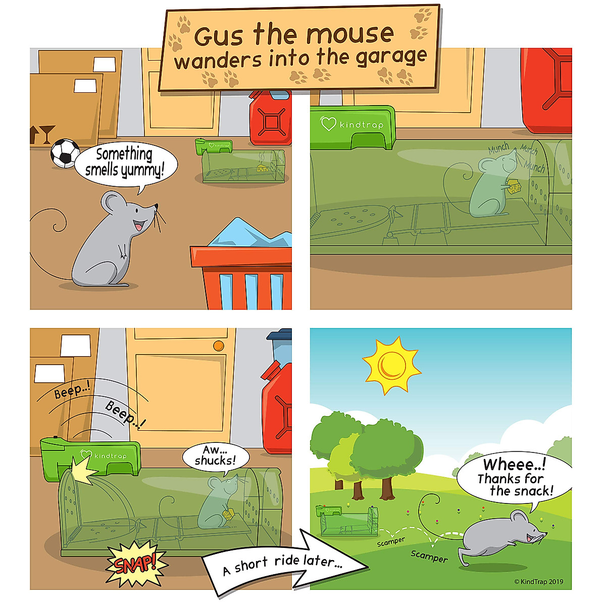 KindTrap - Humane Live Mouse Trap w/Smart Alarm - Audible Alert -Pet Friendly