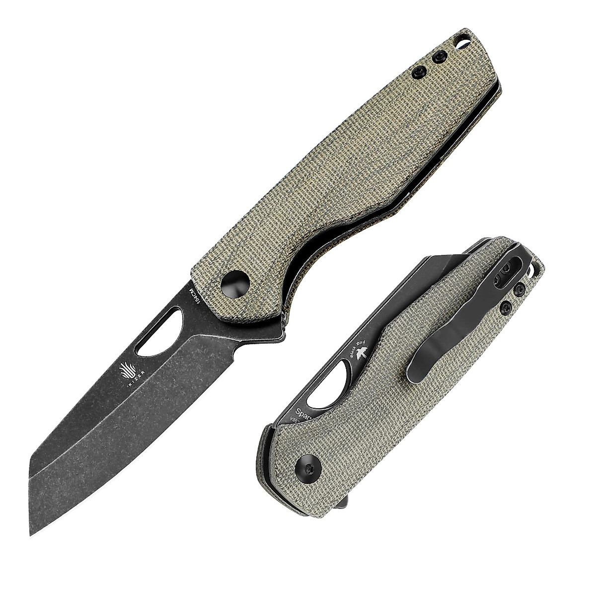 Kizer Sparrow Pocket Knife, 2.99 Inches 154CM Blade Green Micarta Handle EDC Folding Camping Knife, Small Hunting Survival Knife for Man Women, EDC Gentleman Knife, V3628C2