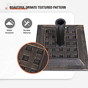 COOS BAY 27 lbs 17.3 inch Outdoor Heavy Duty Square Antiqued Resin Umbrella Base Stand for Patio, Garden, Lawn, Bronze…