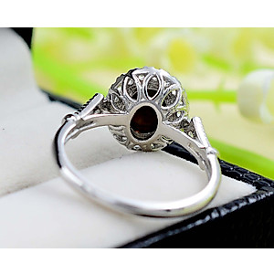 Gemstone 925 Solid Silver 9X7 MM Natural Black Opal Oval October Birthstone Solitaire Unisex Ring For Wedding Gift (Rhodium Plated Silver, 6)