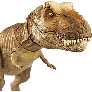 Mattel Jurassic World Epic Roarin’ Tyrannosaurus T Rex Large Action Figure, Primal Attack Feature & Sound, Realistic Shaking