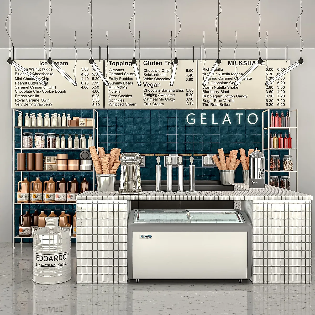 KoolMore MCF-16C Commercial Ice Cream Freezer Display Case, 16 Cu. Ft, White