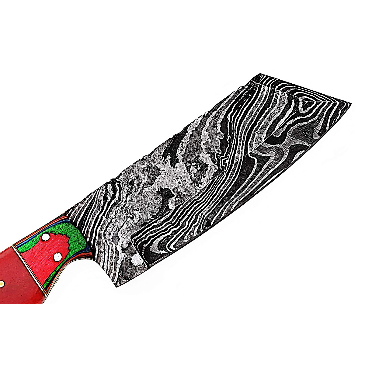 Damascus Steel Hunting Knife - Fixed Blade Knives with Sheath - Firm Grip Handle Made of Rose Wood (Mac)