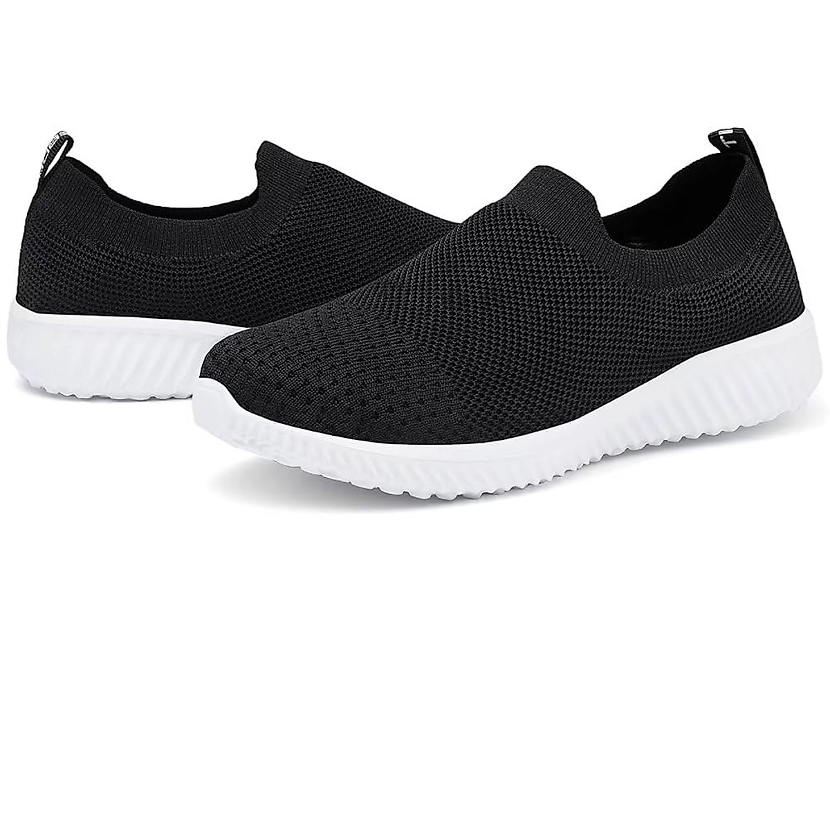 LANCROP Women's Walking Nurse Shoes - Mesh Slip on Comfortable Sneakers 5 US, Label 35 Black