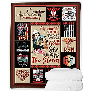 Nurse Blanket Nurse Gifts for Women RN Gifts Super Soft Sherpa Throw Blankets for Nurses Gifts for Nurses Women Nurse Practitioner Gifts 50x60 (Storm)