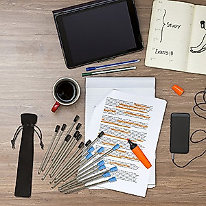 TecUnite 2.75 Inch Ballpoint Pen Refills for Diamond Crystal Stylus Pens and Ballpoint Pens with Black Velvet Bag, 20 Pieces (Black Refill)