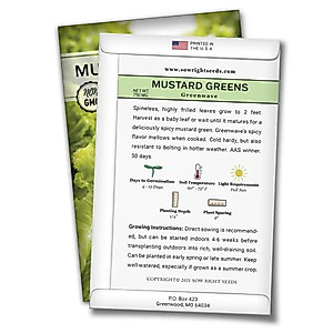 Sow Right Seeds - Greenwave Mustard Greens Seed for Planting - Non-GMO Heirloom Packet with Instructions to Plant and Grow an Outdoor Home Vegetable Garden - Culinary Herb - Wonderful Gardening Gift