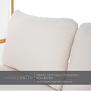 Grand patio Outdoor Loveseat with Canopy, Metal Patio Loveseat Sofa with Thick Cushion, Tropical-style Patio Furniture Featuring Imitation Bamboo Finish, White