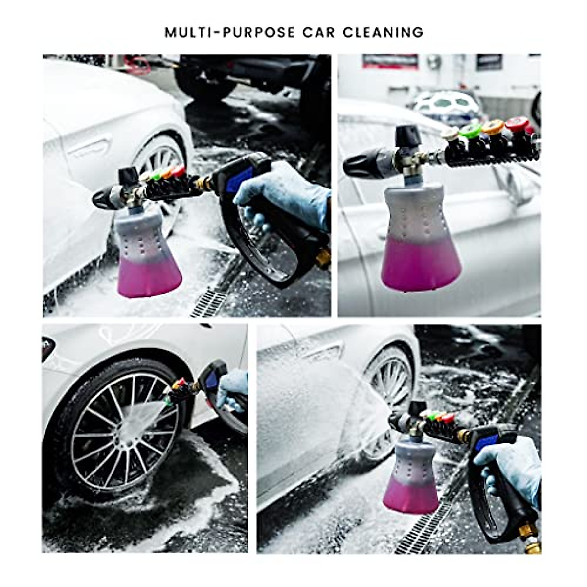 Gold Label Detailing Mini Grip Quick Connect Stainless Steel Lance with Nozzle Holder and 4 Pressure Washer Nozzles - Great for Car Washing, Patio Cleaning, Exterior Washing!