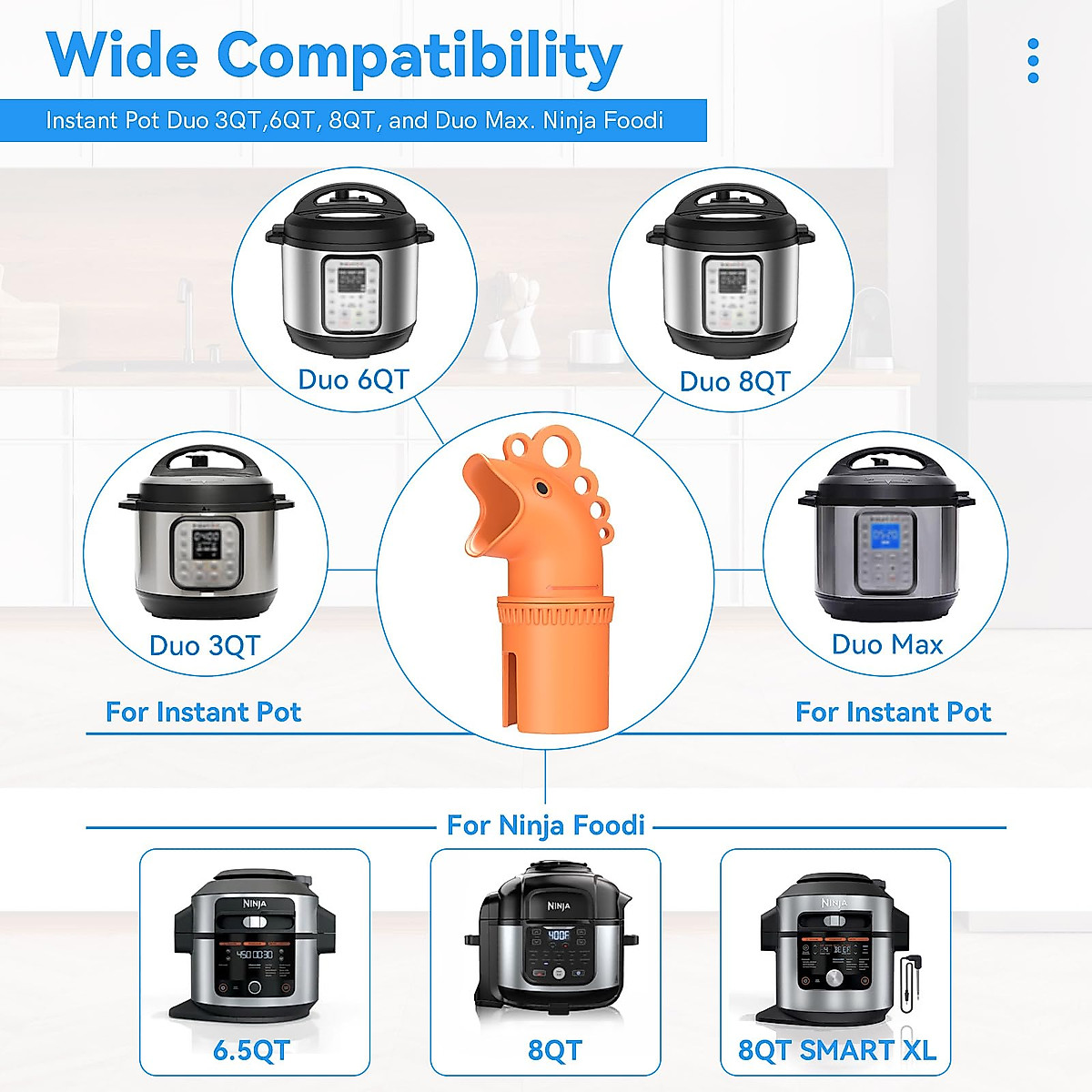 OTOmitra Steam Release Diverter, Pressure Release Accessory, Kitchen Cupboards Steam Diverter Compatible with Instant Pot Duo 3QT/6QT/8QT/Duo Max Ninja Foodi