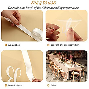 6 Pieces Reserved Signs for Wedding Chairs with a Roll of Ribbon Acrylic Reserved Signs Reserved Table Signs for Wedding Important Events Church Pews Chair and Restaurant (White)