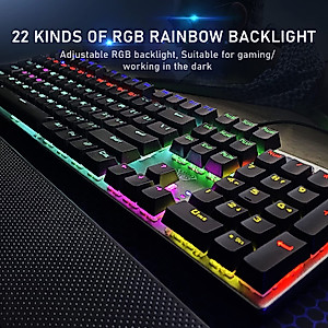 AULA Gaming Keyboard and Mouse Combo (Blue Switch Mechanical Keyboard + 2.4G Wireless Mouse)