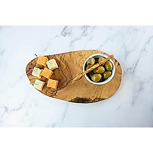 Thirteen Chefs Charcuterie Boards - Large, 12 x 6 Tramanto Olive Wooden Serving Platter for Cheese, Meat and Appetizers - Perfect Dinner Party Board - Kitchen Accessories