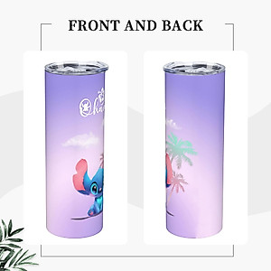 GASPOO Stitch Travel Coffee Mug Cup 20oz Double Wall Vacuum Insulated Stainless Steel Tumbler With Leak-Proof Lid And Straw For Ice And Hot Drink