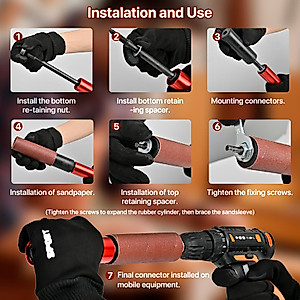 Drum Sander Set, Hand-Held Rubber Sanding Drum for Drill 4-1/2" x 1-1/2" and 4-1/2" x 1", Spindle Sander Adapter for Power Drill, Drum Sanding Sleeves Power Drill Driven Drum Sander for Wood Metal