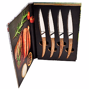 Legnoart Porterhouse 4-Piece Steak Knife Set with Light Wood Handle