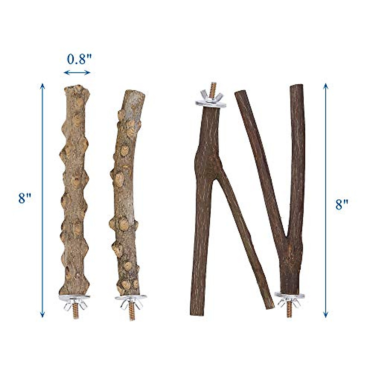 Mogoko 4 Pcs Bird Perches Parrot Stand Natural Wood Perch Parakeet Toys Bird Cage Accessories for Conure Supplies Budgie Platform