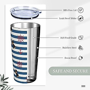 Yaxongx 20oz Tumbler Dogs Navy Double Wall Vacuum Insulated Coffee Mug with Lid and Metal Straw Brush Reusable Stainless Steel Water Bottle Travel Cup Gifts for Car Ice Drinks Hot Beverage