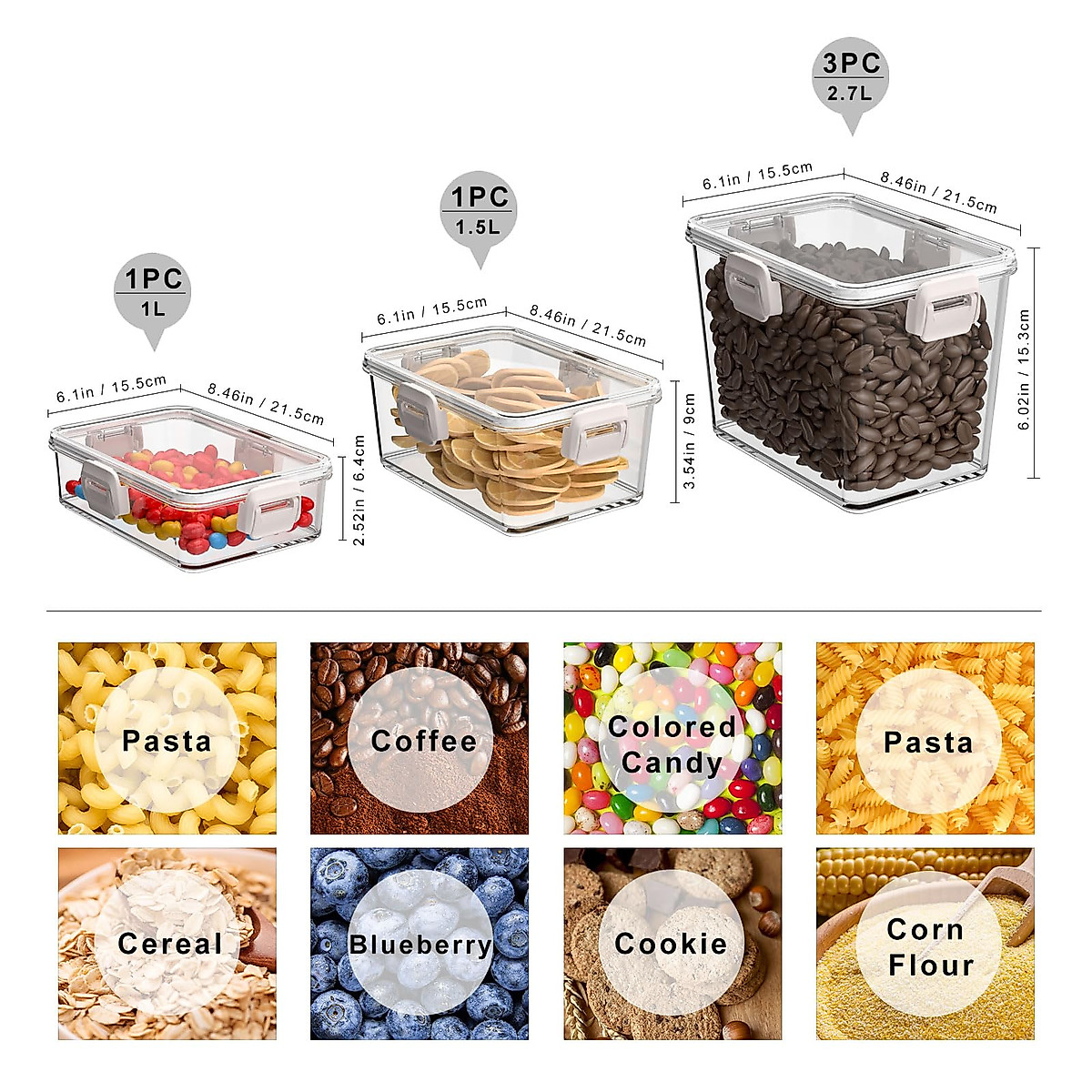 APLOP Airtight Food Storage, 5 Piece Set, Coffee Containers, Space Saving