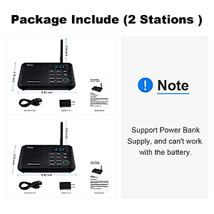 Wuloo Intercoms Wireless for Home 1 Mile Range 22 Channel 100 Digital Code Display Screen, Wireless Intercom System for Home House Business Office, Room to Room Intercom Communication(2Stations,Black)