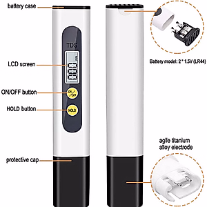 auons Digital TDS Meter for Water, High Accuracy TDS Water Quality Tester Pen for Hydroponics, Household Drinking Water, Pool and Aquarium, 0-9990 ppm Measuring Range