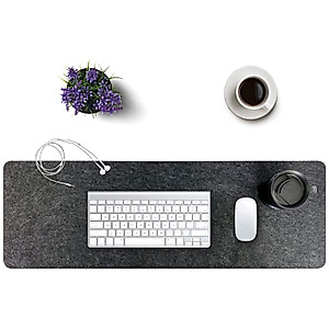 Large Felt Desk Pad | Computer Mat for Desk(36x12Inches)|Desk Mat for Keyboard and Mouse|Dark Grey