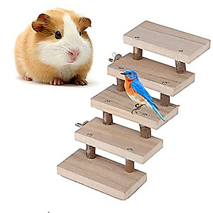 5 Layers Wood Small Animal Ladder,Pets Chewing Toys Climbing Stairs Pet Toys for Mouse, Chinchilla, Rat, Gerbil, Dwarf Hamster, Parrot