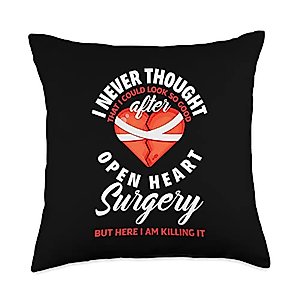 Open Heart Surgery Awareness Gifts Bypass Look So Good After Open Heart Surgery Throw Pillow, 18x18, Multicolor