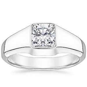 1 CT Cushion Cut Engagement Rings for Her Moissanite Rings Prong Halo Proposal Gift Her 925 Silver 10K/14K/18K Solid Gold Bridal Rings (18K Solid White Gold)