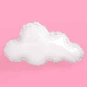xo, Fetti White Cloud Balloon w/ Feather Trim - 27" | Birthday Decoration, Bachelorette Backdrop, Cool Baby Shower Decor, Pastel Bday Supplies, Fun Photo Booth, Party Decorations
