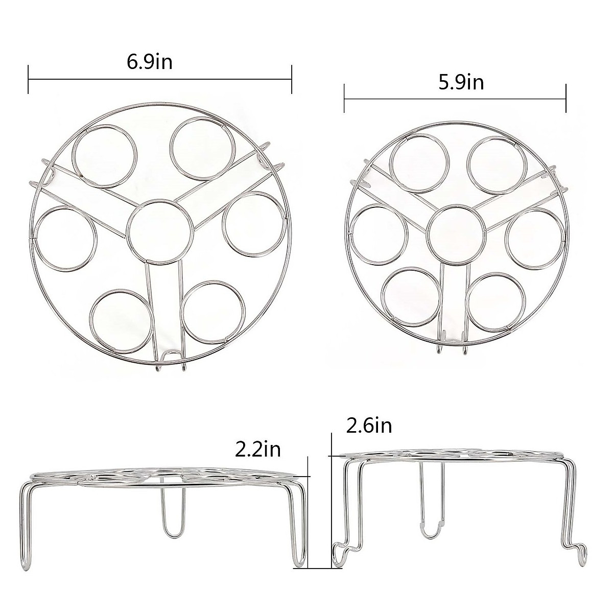 Stainless Steel Egg Steamer Rack for Instant Pot, Pressure Cooker, Boiling Pot. Stackable Steamer Trays 2 Pack Combo for Eggs and Food. Food Stainless Steamer Rack for Pot