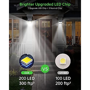 Whousewe Solar Lights Outdoor, Solar Security Lights Outdoor Motion Sensor, 200 LED Ultra Bright Wide Angle Solar Powered Lights IP65 Solar Wall Light for Front Door, Yard, Garage, Garden(6 Pack)