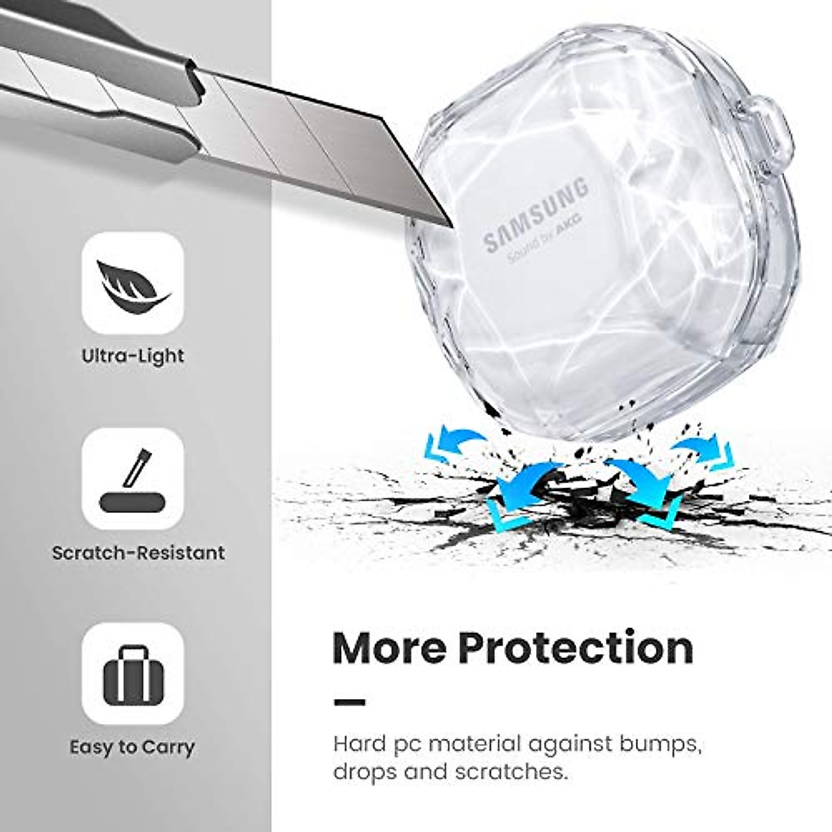 Goton Compatible for Samsung Galaxy Buds 2 pro Case(2022)/ Galaxy Buds 2 Case (2021)/ Galaxy Buds Pro Case (2021) / Galaxy Buds Live Case (2020),Hard PC Shockproof Protective Cover with Keychain