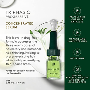René Furterer TRIPHASIC Progressive Concentrated Serum - Hereditary & Hormonal Thinning Hair - Receding Hairline - Drug-Free - 8 ct., 30-Day Supply
