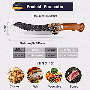 Golden Bird Meat Cleaver Knife Hand Forged Butcher Breaking Knife Set Professional Boning Knife with Sheath German Carbon Steel Kitchen Knives Pack for Home, Camping, Outdoors
