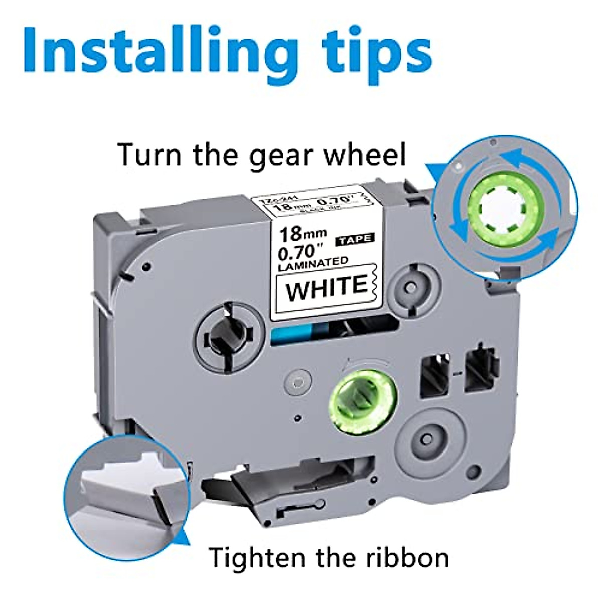 Weemay Compatible Label Tape Replacement for 18mm 0.7 Laminated White TZe-241 TZe241 TZ241 TZ-241 18mm TZ Tape 3/4 Inch Black on White for PTouch PT-D400 PT-D400AD PT-D600 PT-1750 Label Maker, 4P