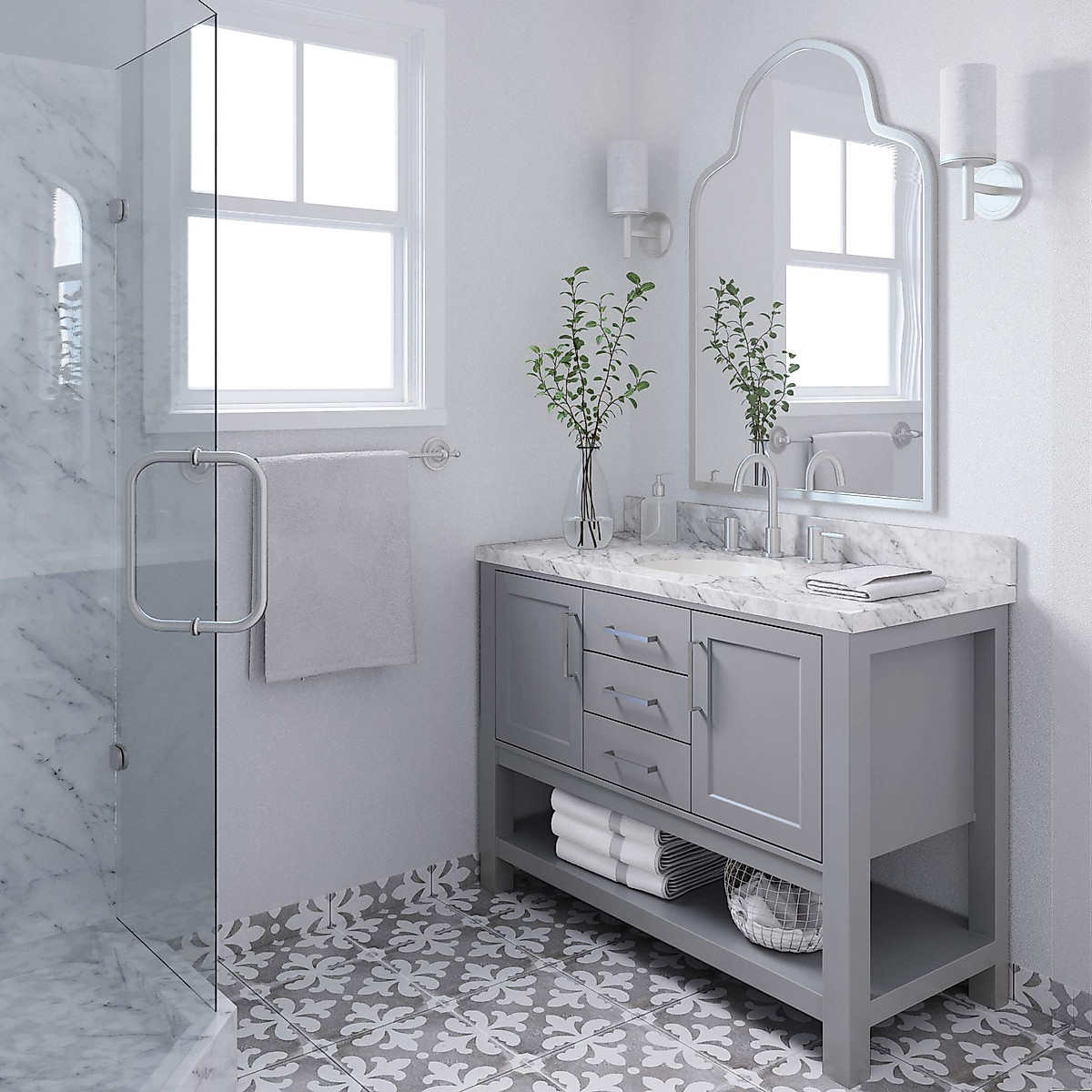 ARIEL Bayhill 48" Single Sink Base Cabinet in Grey