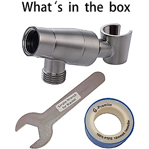 G-Promise Metal Shower Head Holder for Hand Held Showerhead, Adjustable Bracket, Shower Arm Adapter, Universal Shower Arm Mount, Brushed Nickel Finish