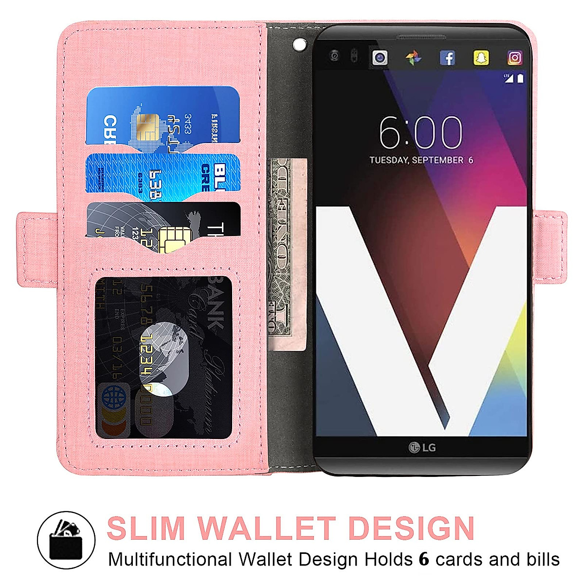 Asuwish Compatible with LG V20 Wallet Case Tempered Glass Screen Protector and Leather Flip Cover Card Holder Stand Magnetic Cell Accessories Phone Cases for LGV20 LG20 V 20 Boys Girls Women Men Pink
